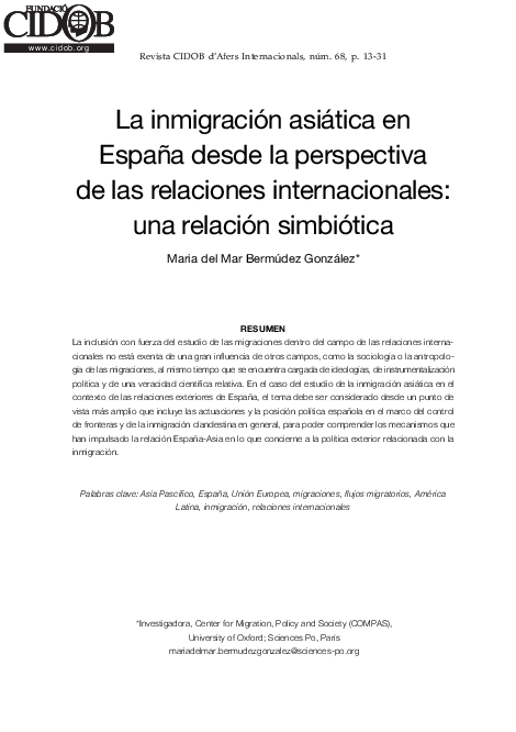 (PDF) La inmigración asiática en España desde la perspectiva de las ...