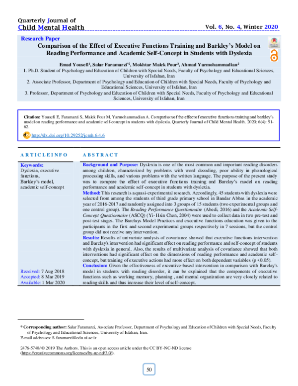 (PDF) Comparison of the Effect of Executive Functions Training and ...
