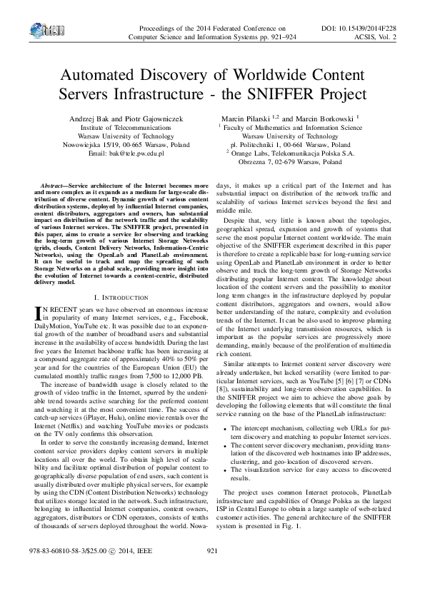 (PDF) SNIFFER: Mapping Global Content Servers