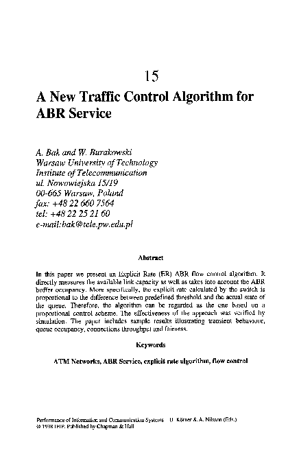 Pdf A New Traffic Control Algorithm For Abr Service 