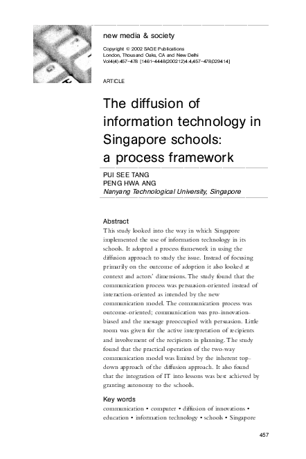 (PDF) The Diffusion of Information Technology in Singapore Schools: a ...
