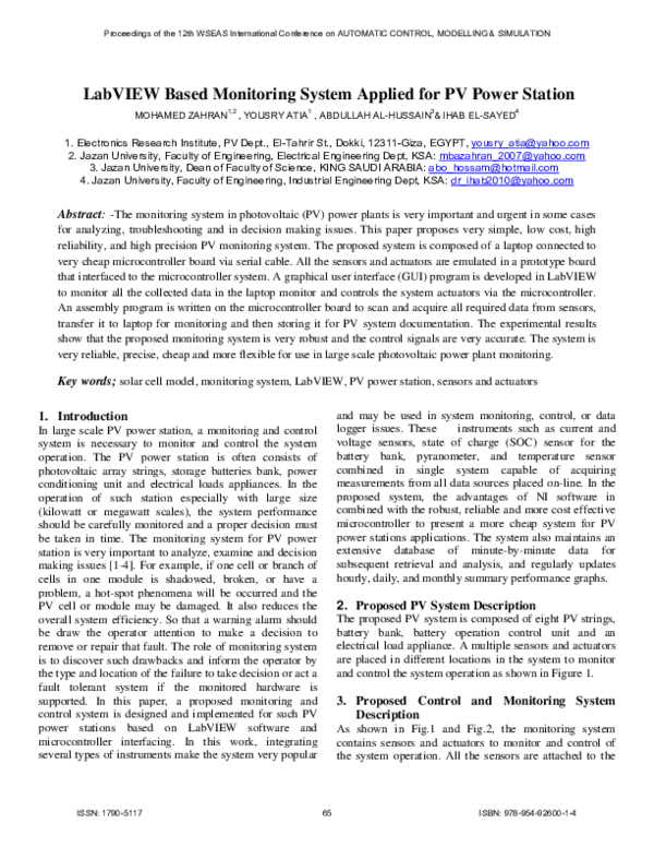 (PDF) LabVIEW Based Monitoring System Applied for PV Power Station
