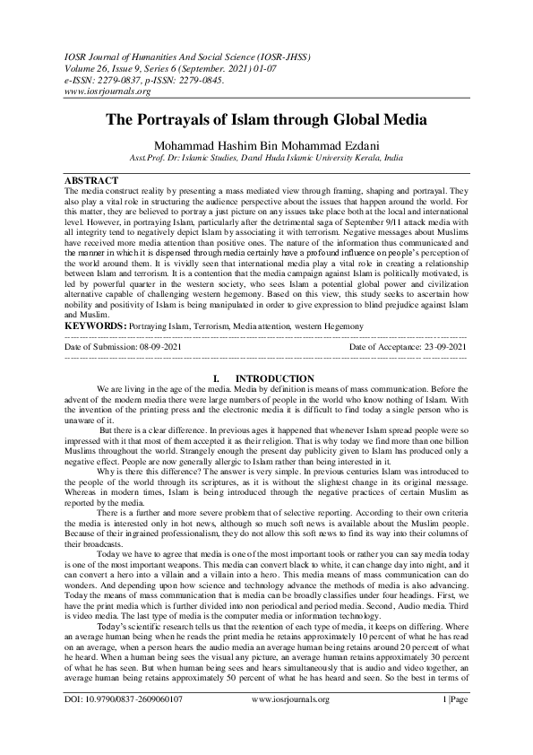 (PDF) The Portrayals of Islam through Global Media