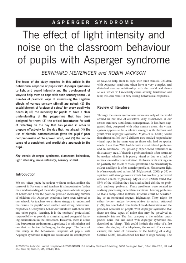 (PDF) The effect of light intensity and noise on the classroom ...