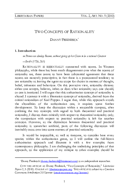 (PDF) Two Concepts of Rationality