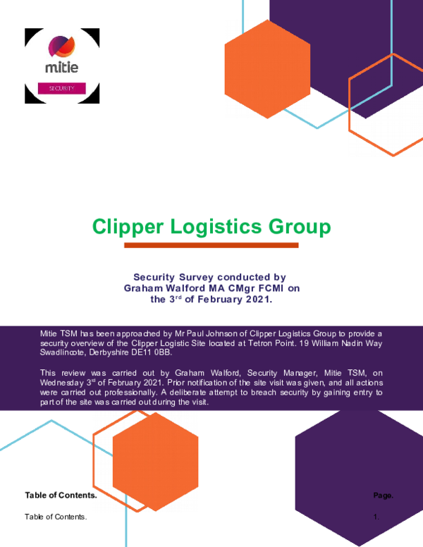 (DOC) Clipper Logistics Group Security Survey conducted by Graham ...