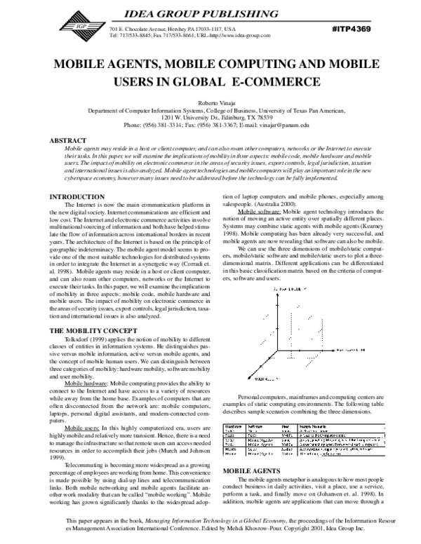 (PDF) Mobile Agents, Mobile Computing and Mobile Users in Global E-Commerce