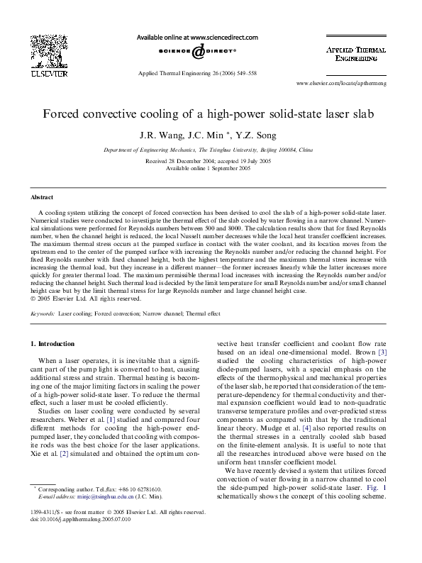 (PDF) Forced convective cooling of a high-power solid-state laser slab