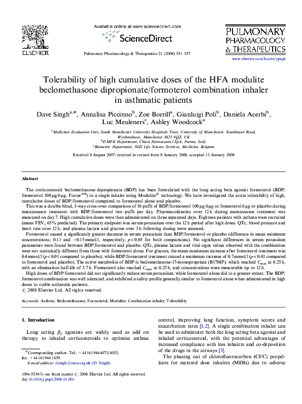 (PDF) Tolerability of high cumulative doses of the HFA modulite ...