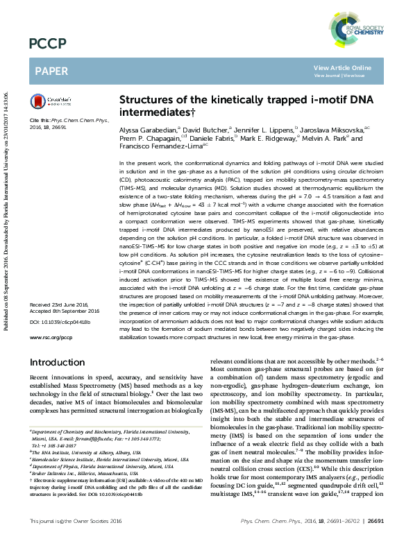 (PDF) Structures of the kinetically trapped i-motif DNA intermediates