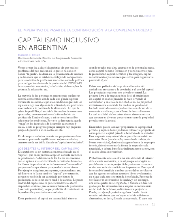 (PDF) Capitalismo Inclusivo en Argentina