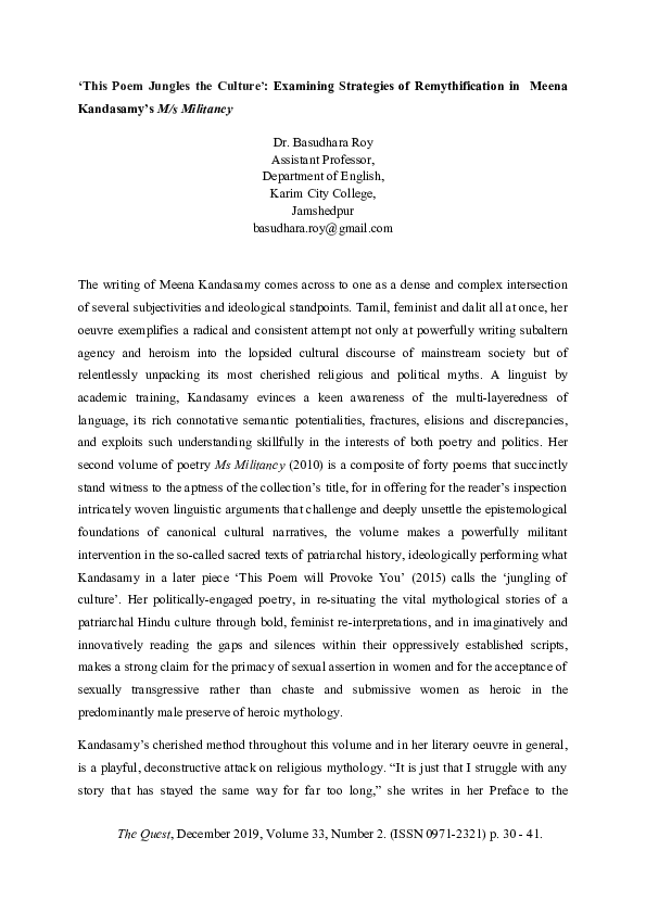(DOC) 'This Poem Jungles the Culture': Examining Strategies of ...