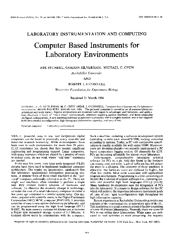 (PDF) Computer based instruments for laboratory environments