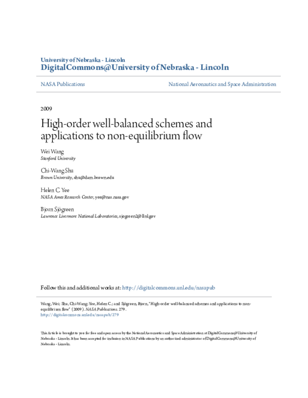 (PDF) High-order well-balanced schemes and applications to non-equilibrium flow