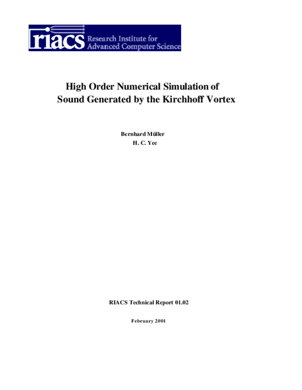 (PDF) High order numerical simulation of sound generated by the ...