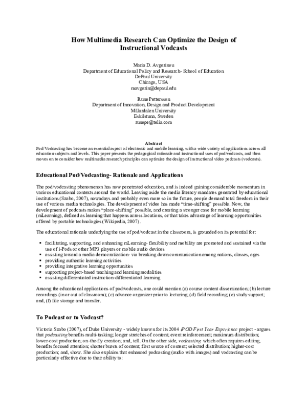 (PDF) How multimedia research can optimize the design of instructional ...
