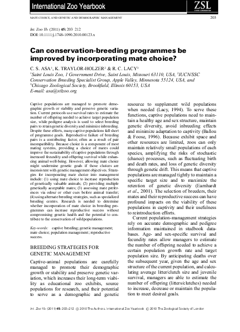 (PDF) Can conservation-breeding programmes be improved by incorporating ...