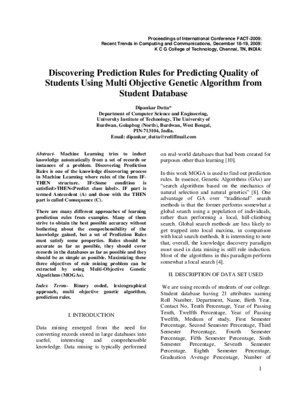 (PDF) Discovering prediction rules for predicting quality of students using multi objective ...