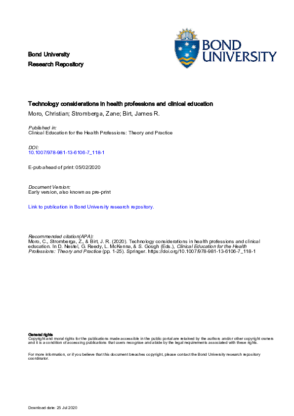(PDF) Technology Considerations in Health Professions and Clinical ...