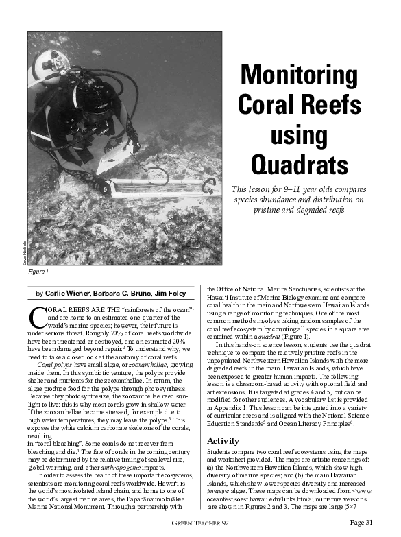 (PDF) Monitoring coral reefs using quadrats