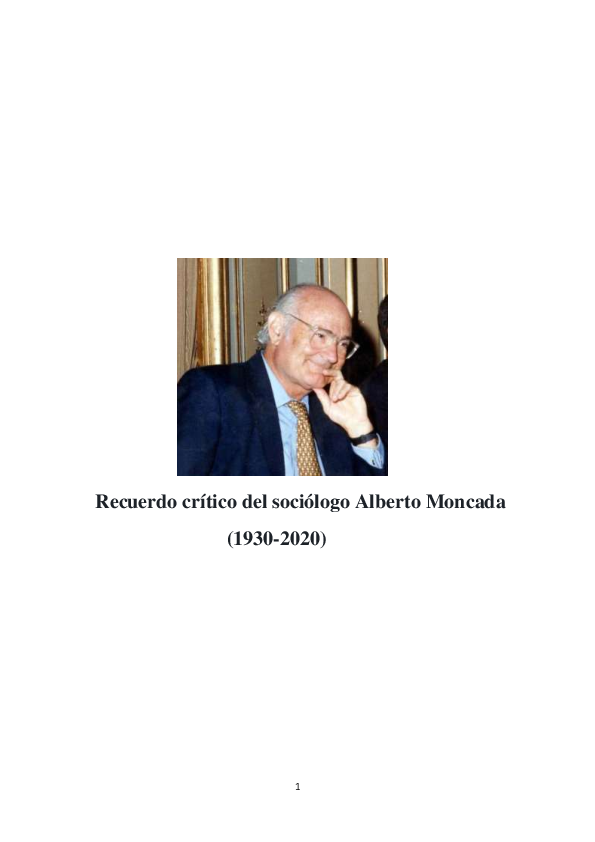 (PDF) Recuerdo critico del sociologo Alberto Moncada 1930 2020