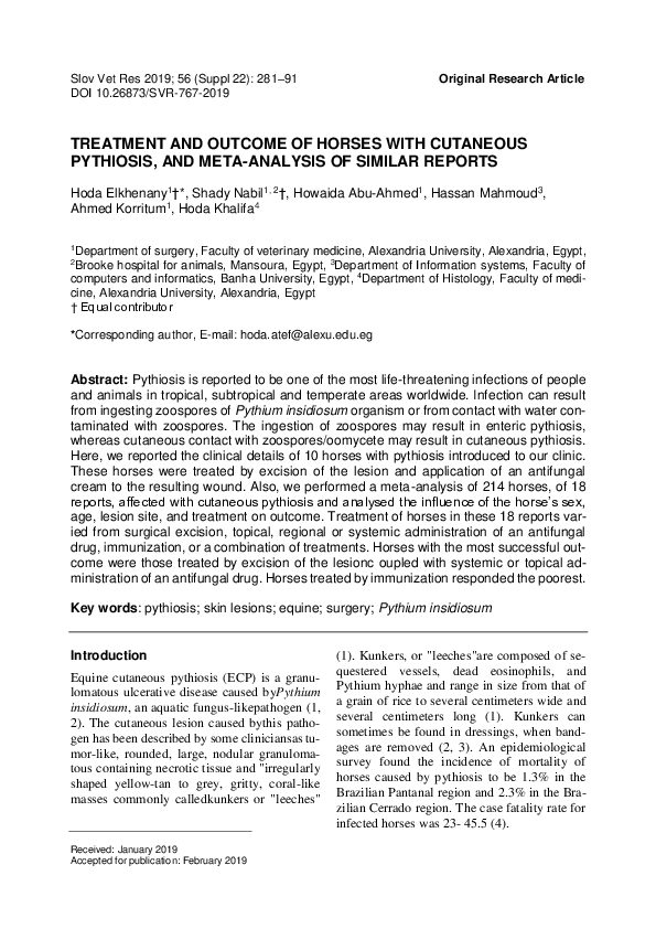 (PDF) Treatment and Outcome of Horses with Cutaneous Pythiosis, and ...