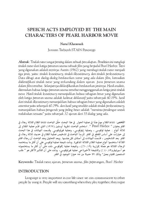 (PDF) Speech Acts Employed by the Main Characters of Pearl Harbor Movie