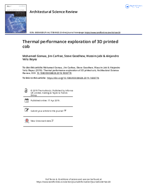 (PDF) Thermal performance exploration of 3D printed cob