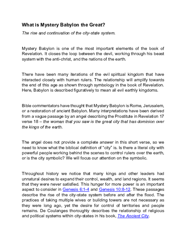 (PDF) What is Mystery Babylon the Great? The rise and continuation of ...