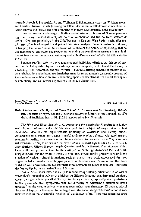 (PDF) The myth and ritual school: J. G. Frazer and the Cambridge ...