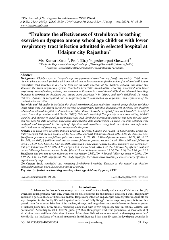 (PDF) "Evaluate the effectiveness of strelnikova breathing exercise on ...