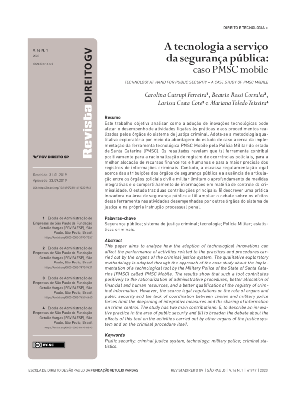 (PDF) A tecnologia a serviço da segurança pública: caso PMSC mobile