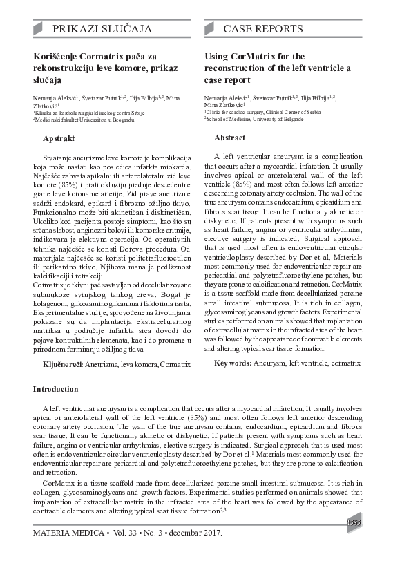 (PDF) Using Cormatrix for the reconstruction of the left ventricle: A ...