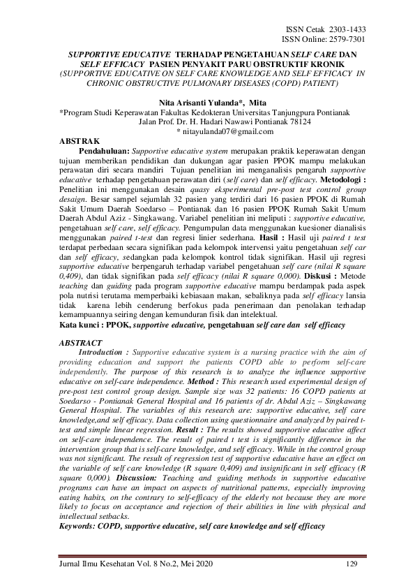 (PDF) Supportive Educative Terhadap Pengetahuan Self Care Dan Self ...