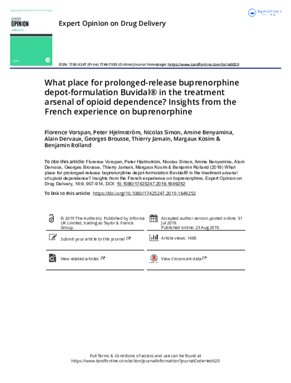 (PDF) What place for prolonged-release buprenorphine depot formulations ...