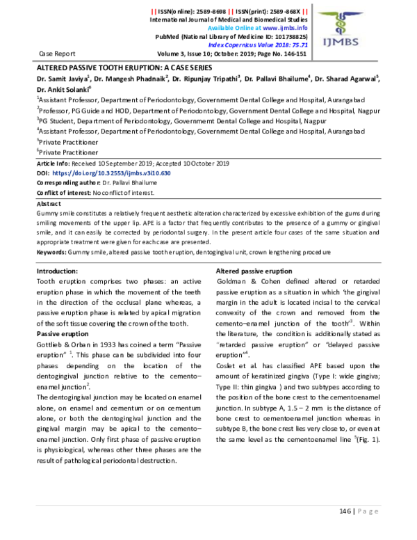 (PDF) Altered Passive Tooth Eruption: A Case Series | ripunjay tripathi ...