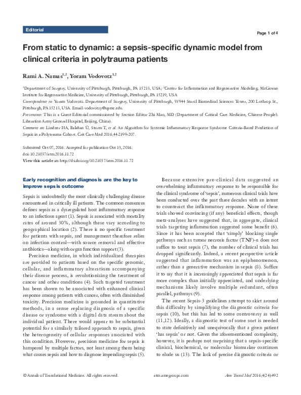 (PDF) From static to dynamic: a sepsis-specific dynamic model from ...