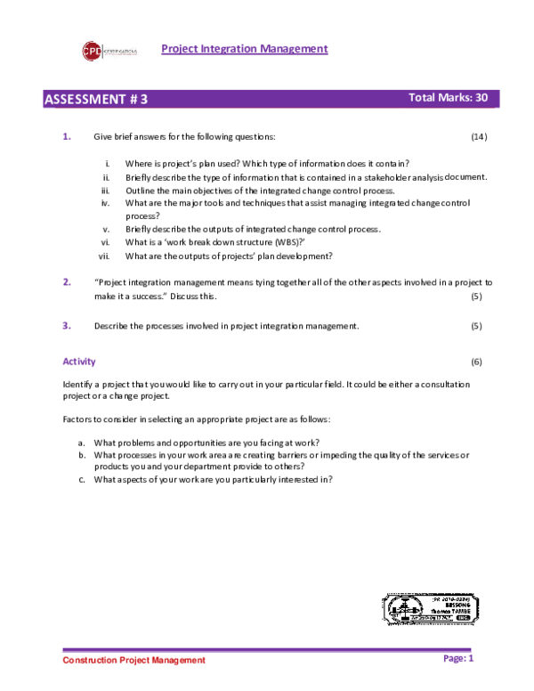 (PDF) Project Integration Management