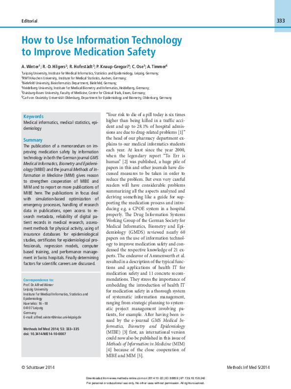 (PDF) How to use information technology to improve medication safety