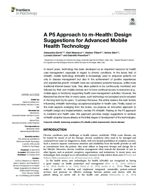 (PDF) A P5 Approach to m-Health: Design Suggestions for Advanced Mobile ...