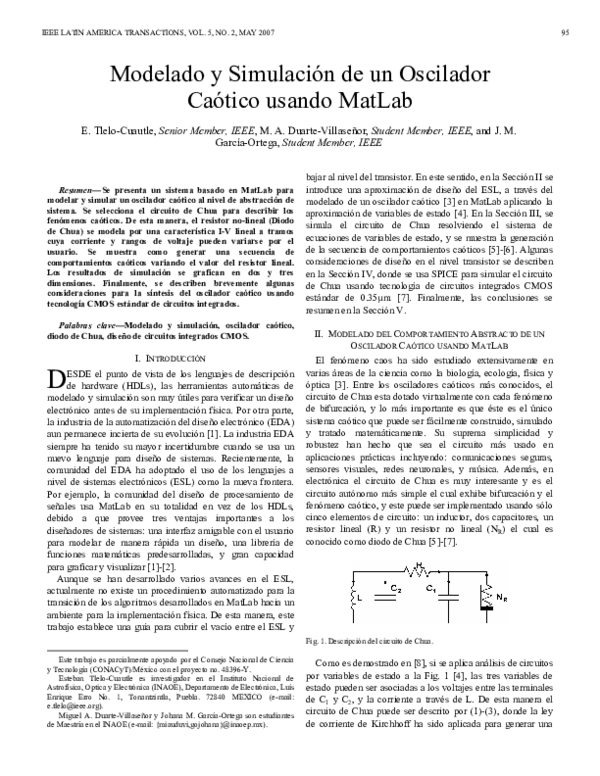 Pdf Modeling And Simulation Of A Chaotic Oscillator By Matlab