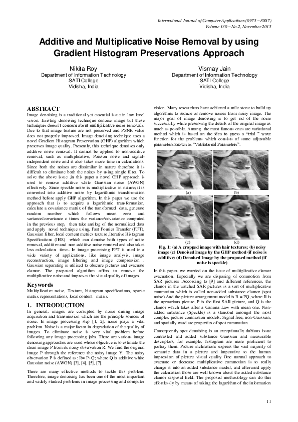 (PDF) Denoising Additive and Multiplicative Noise