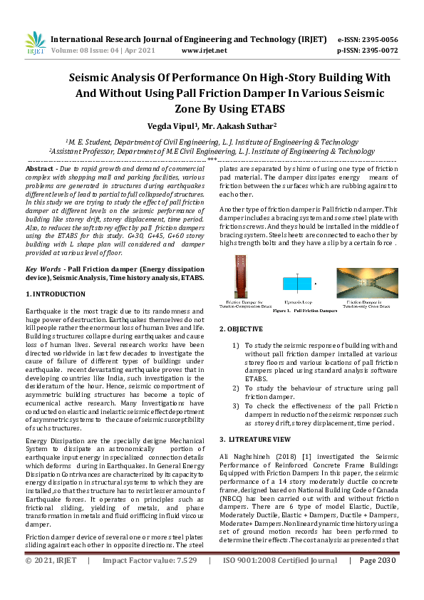 (PDF) IRJET- Seismic Analysis Of Performance On High-Story Building With And Without Using Pall ...
