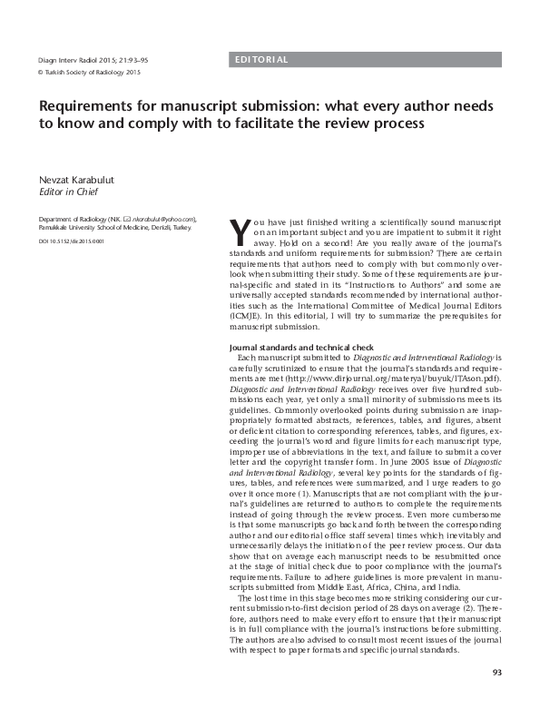 Requirements for manuscript submission: what every author needs to know ...