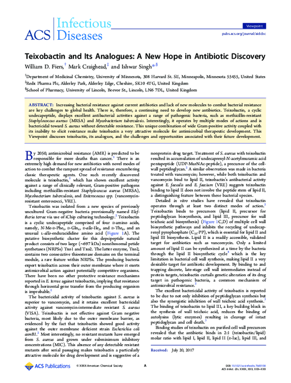 (PDF) Teixobactin and Its Analogues: A New Hope in Antibiotic Discovery