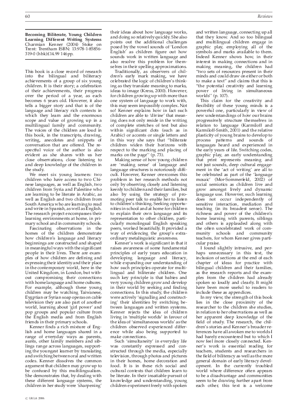 (PDF) Becoming Biliterate, Young Children Learning Different Writing ...