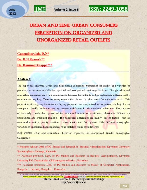 (PDF) Urban and Semi-Urban Consumers Perception on Organized and ...