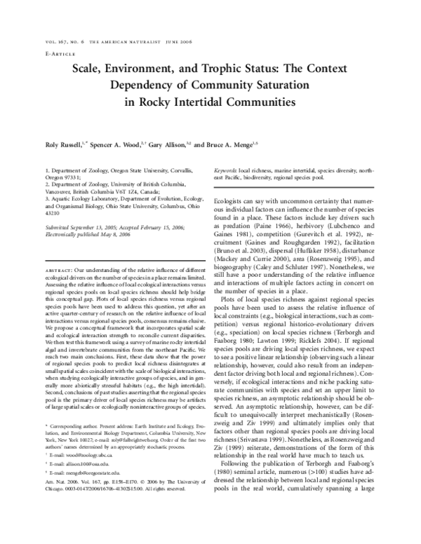 (PDF) Scale, Environment, and Trophic Status: The Context Dependency of ...