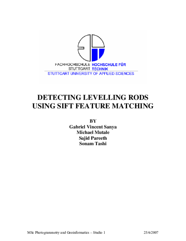 (PDF) Detecting Levelling Rods Using Sift Feature Matching
