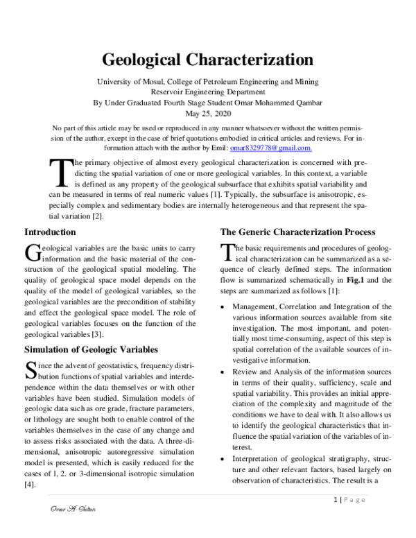 (PDF) Geological Characterization